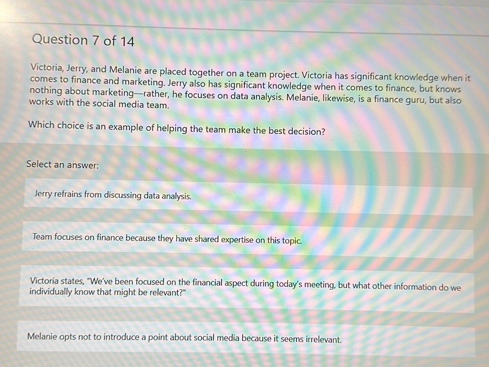 Victoria, Jerry, and Melanie are placed | StudyX