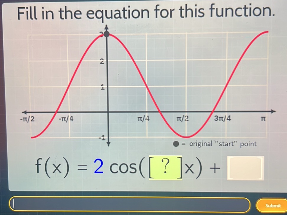 Fill in the equation for this function. | StudyX