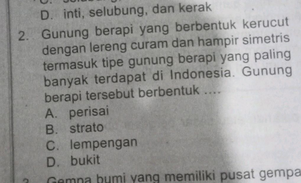 2. Gunung berapi yang berbentuk kerucut | StudyX