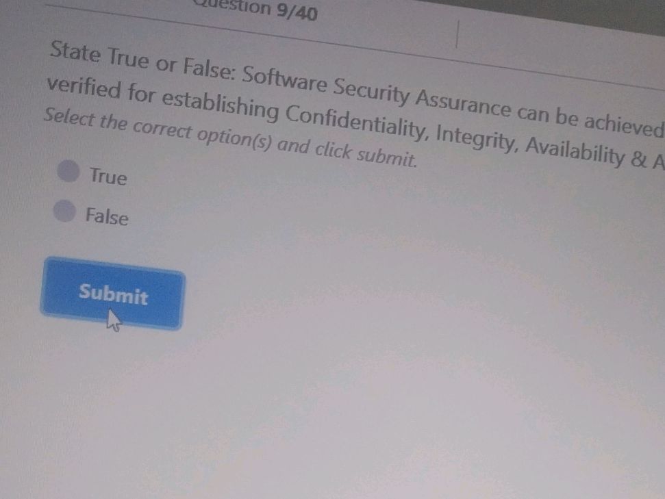 State True or False: Software Security | StudyX