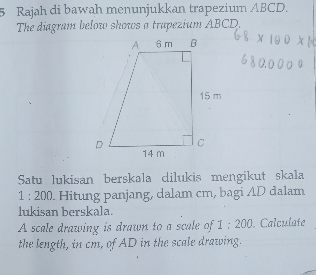 Rajah di bawah menunjukkan trapezium ABCD. | StudyX