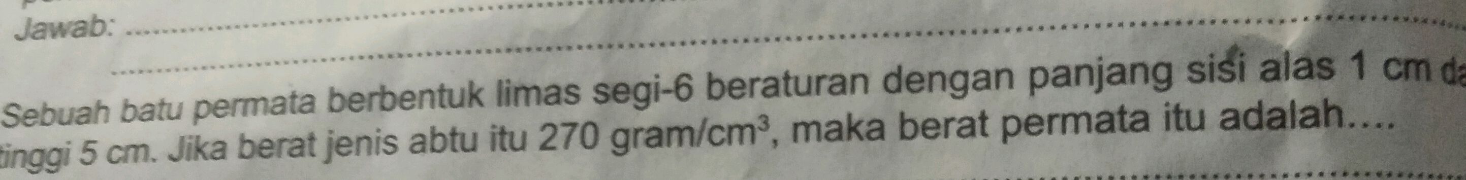 Sebuah batu permata berbentuk limas segi-6 | StudyX