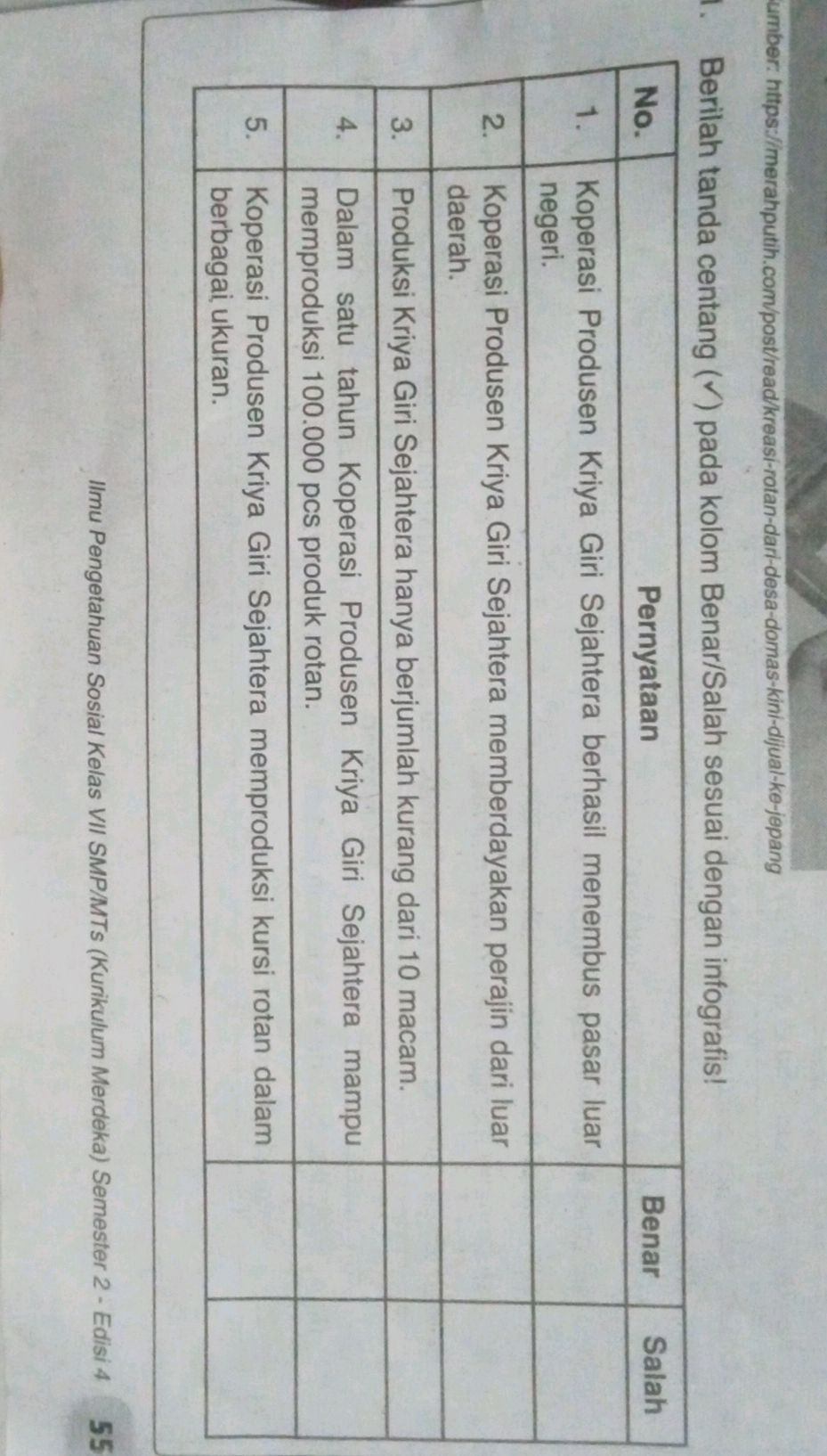 Berilah tanda centang ( ) pada kolom | StudyX