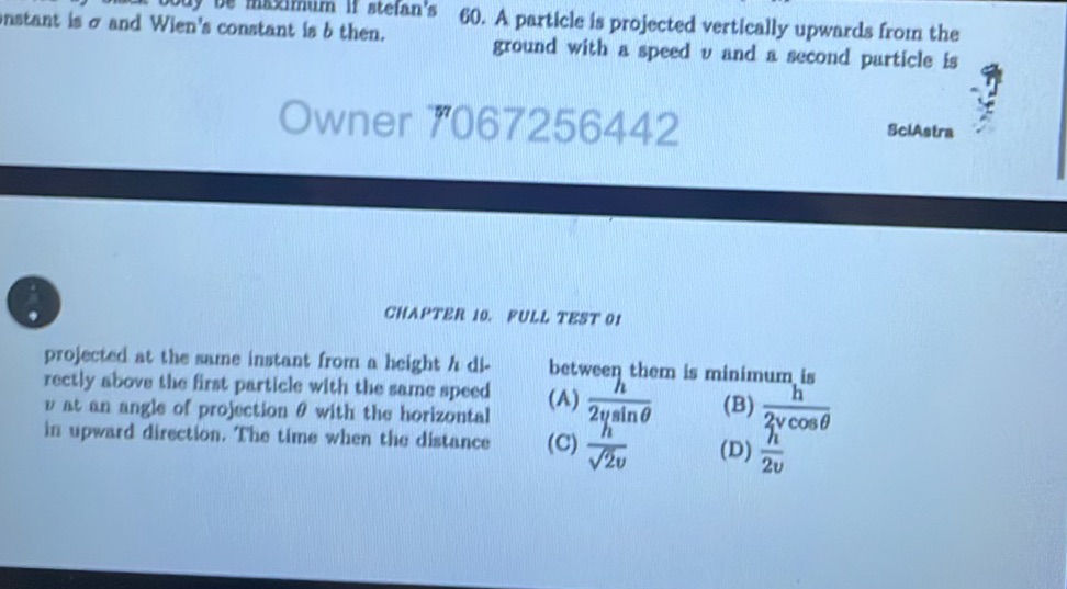 60. A particle is projected vertically | StudyX