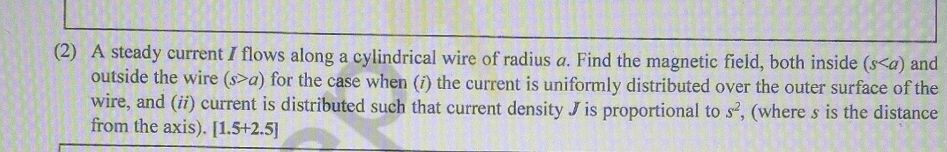 (2) A steady current $I$ flows along a | StudyX