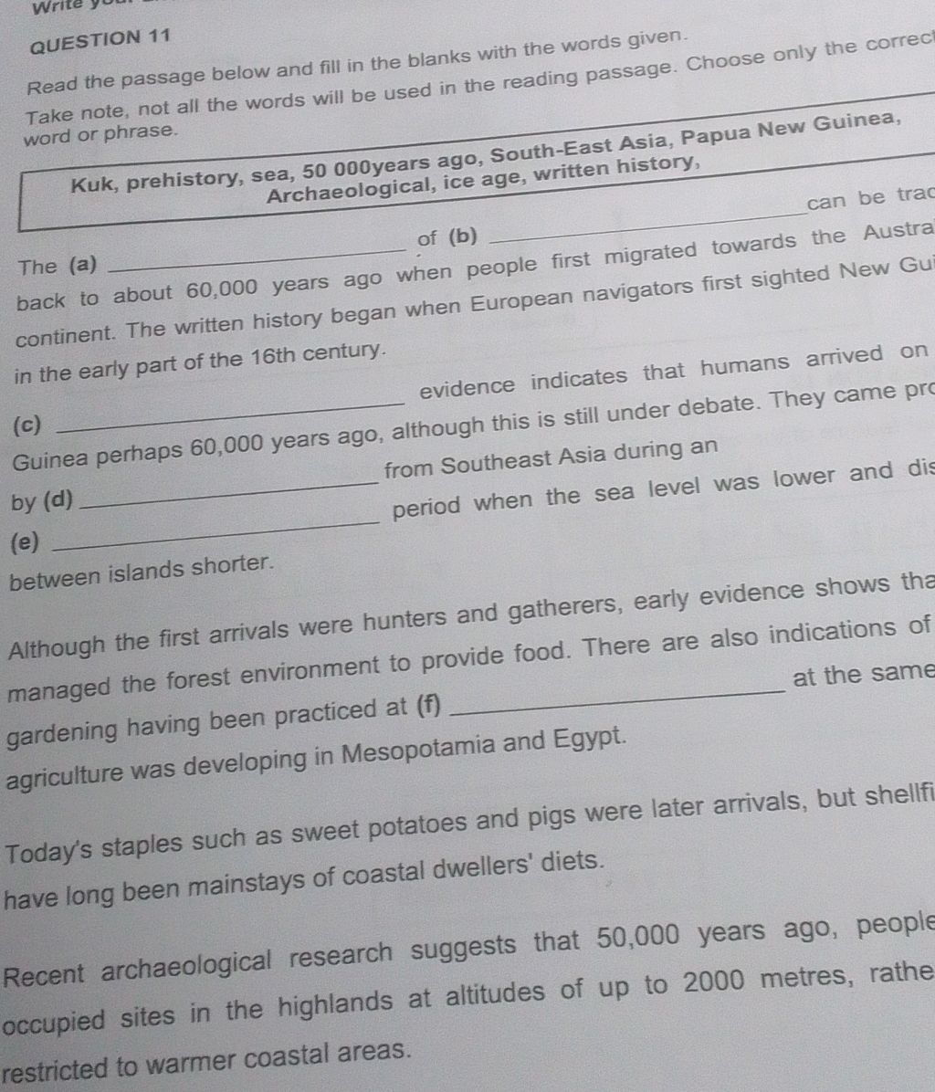 Read the passage below and fill in the | StudyX