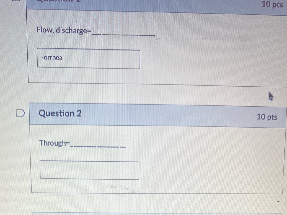 Flow, discharge=__________ -orrhea | StudyX