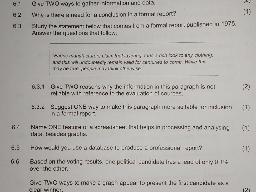 6.1 Give TWO ways to gather information and | StudyX