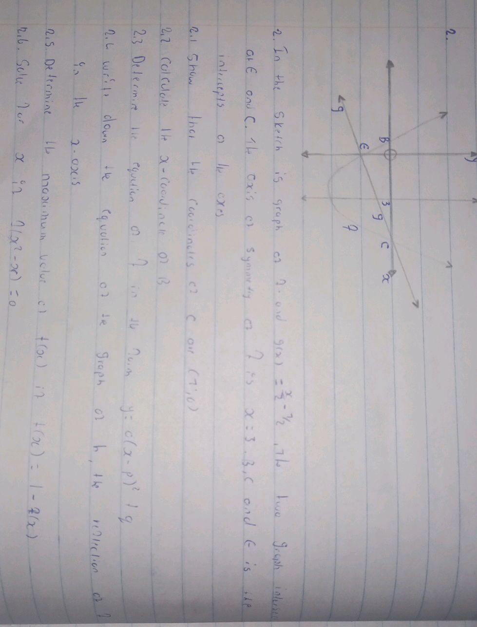2. In the sketch is graph of $g(x) = {x}{2} | StudyX