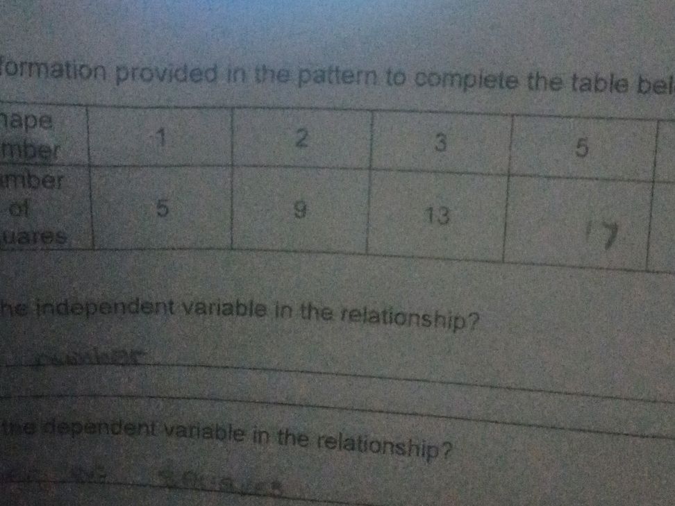 Complete the table below: | Shape Number | | StudyX