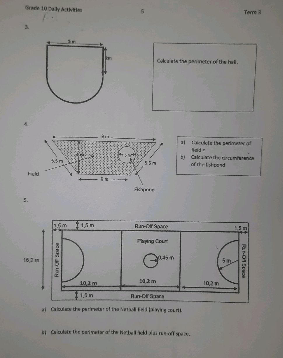 3. Calculate the perimeter of the hall. 4. | StudyX