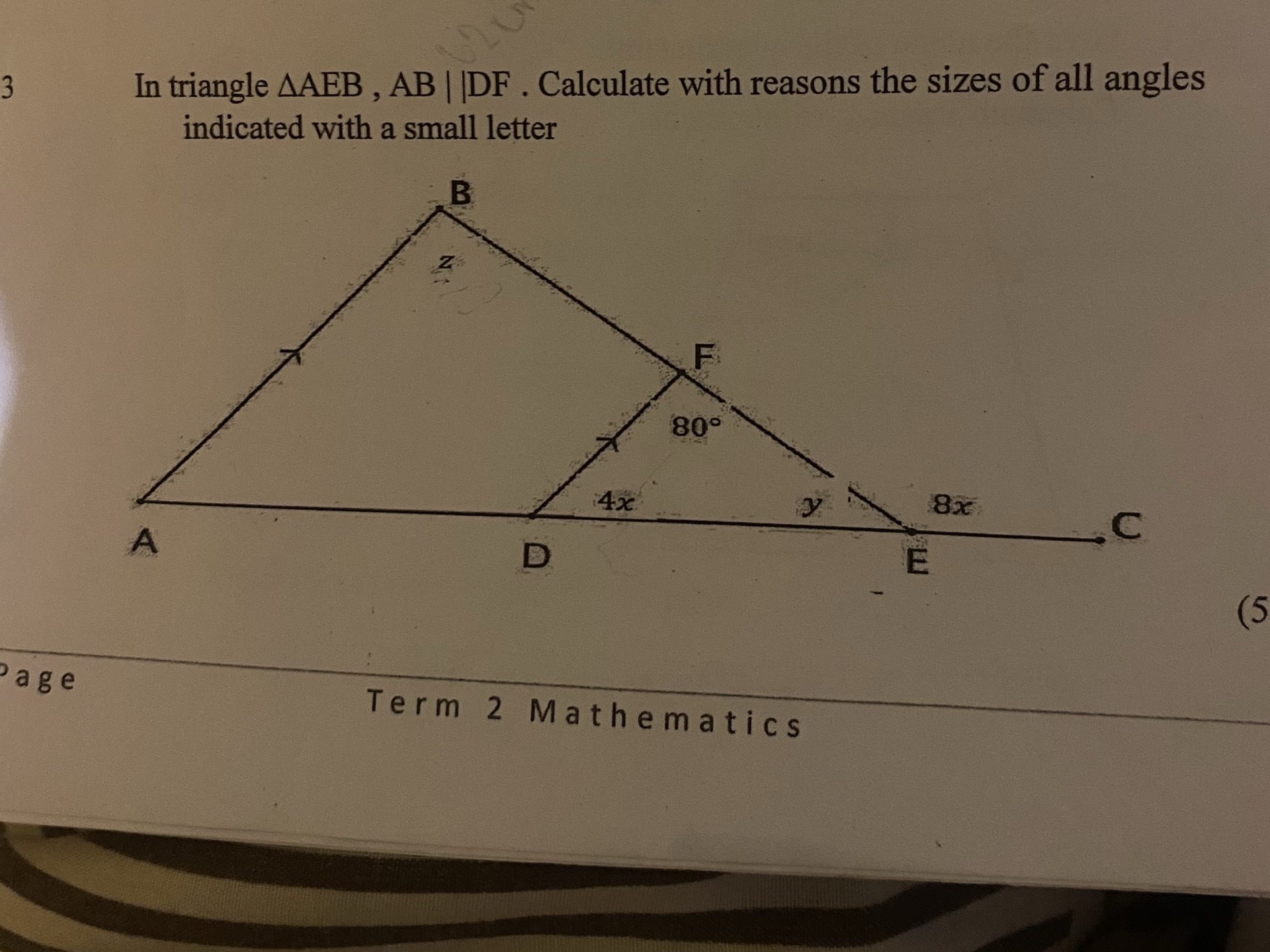 In triangle $ AEB$, AB || DF. Calculate | StudyX