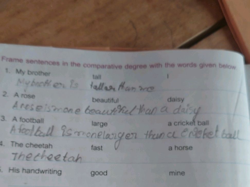 Frame sentences in the comparative degree | StudyX