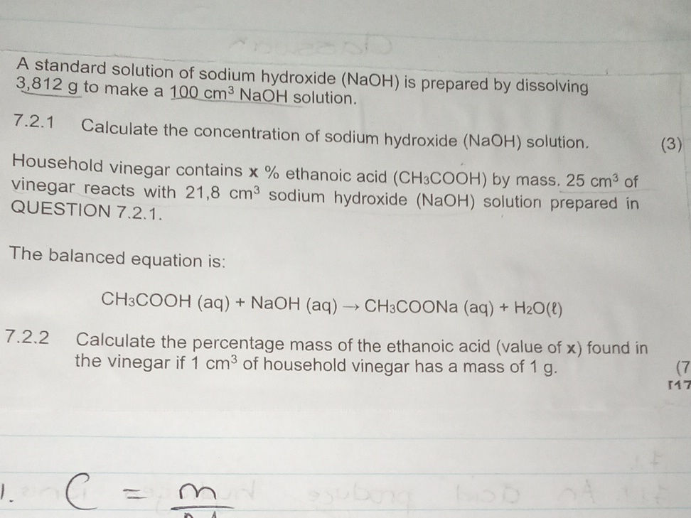 7.2.1 Calculate the concentration of sodium | StudyX