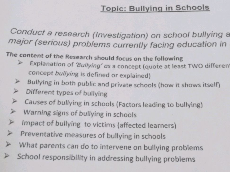 Conduct a research (Investigation) on school | StudyX