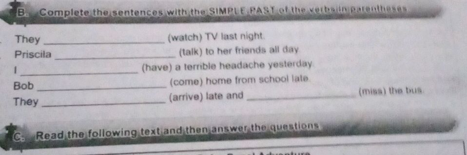 B. Complete the sentences with the SIMPLE | StudyX