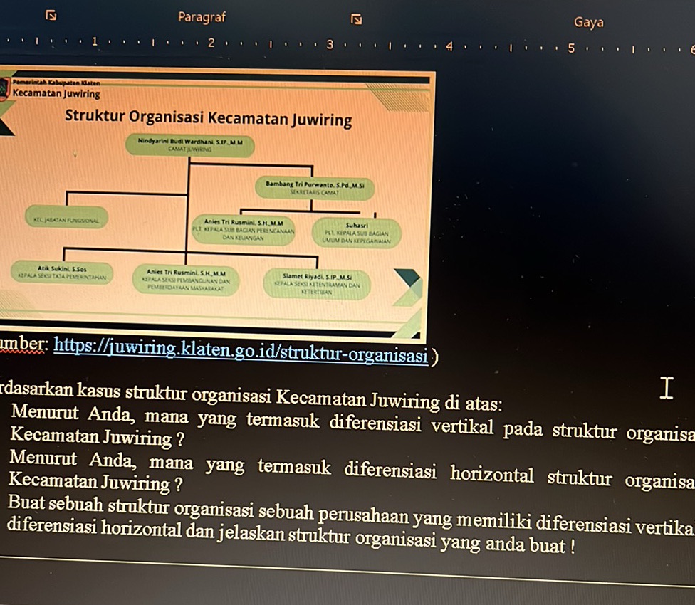 Berdasarkan kasus struktur organisasi | StudyX