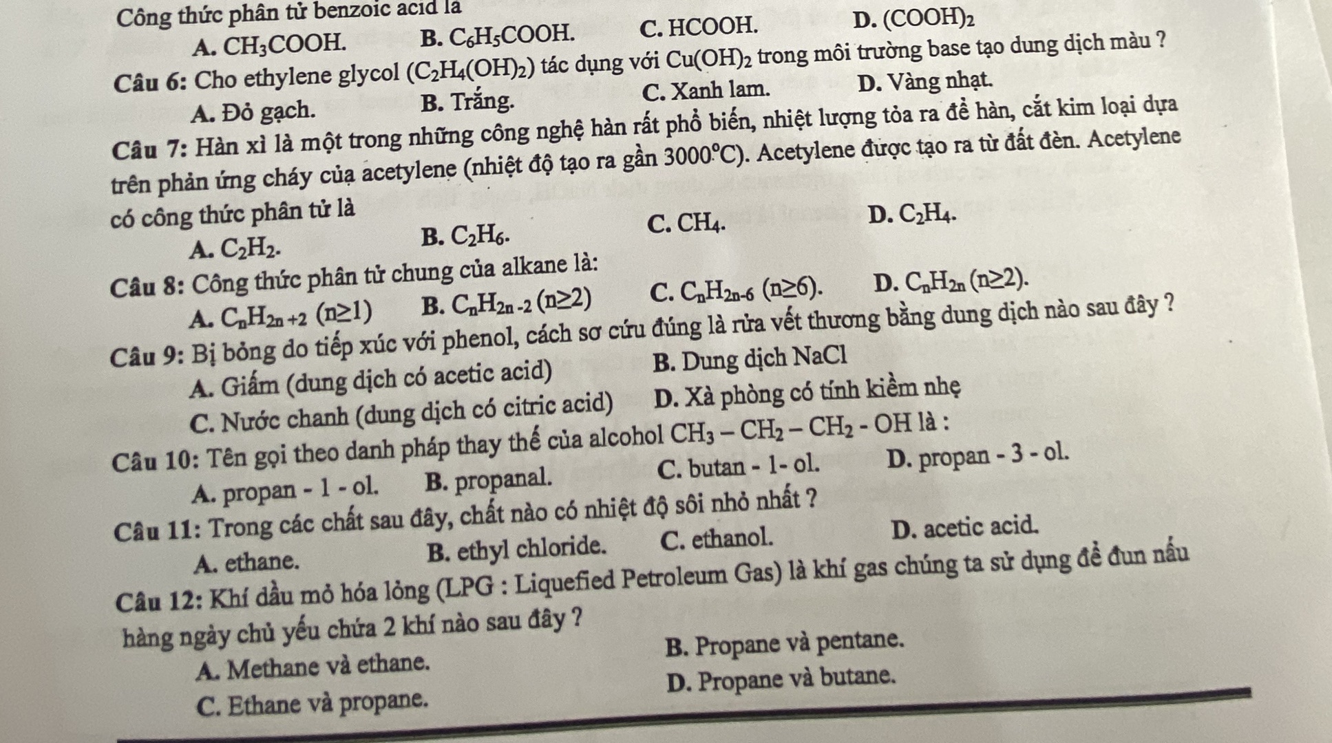 Câu 6: Cho ethylene glycol (C2H4(OH)2) tác | StudyX