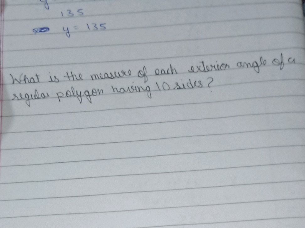 What is the measure of each exterior angle | StudyX