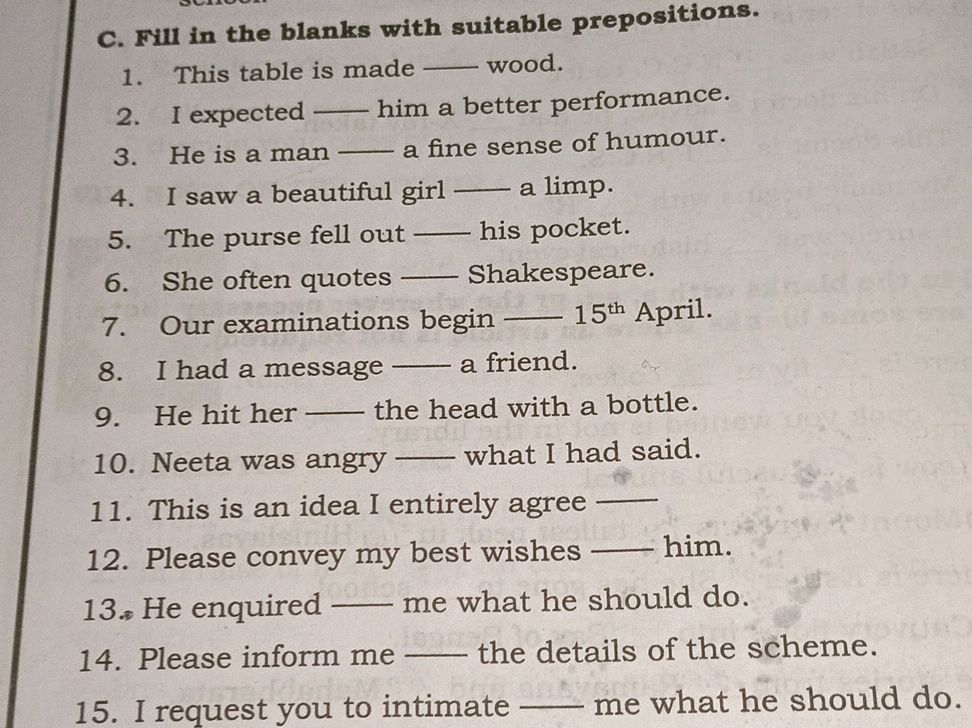 C. Fill in the blanks with suitable | StudyX