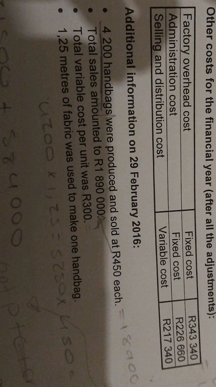 Other costs for the financial year (after | StudyX