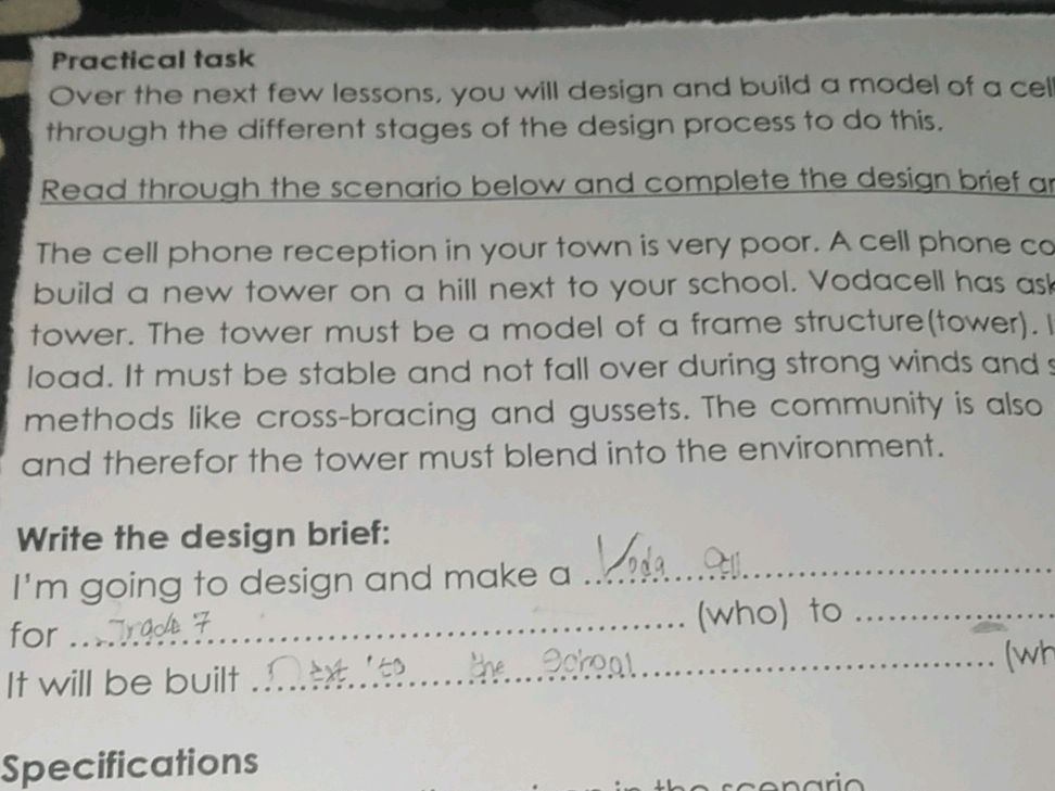 Write the design brief: I'm going to design | StudyX