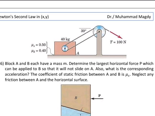 6) Block A and B each have a mass m. | StudyX