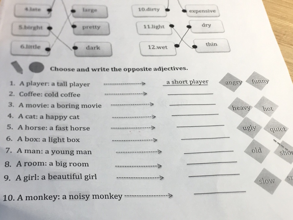 Choose and write the opposite adjectives. | StudyX