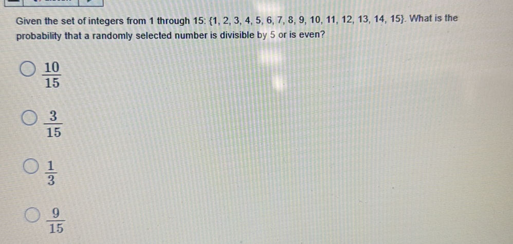 Given the set of integers from 1 through 15: | StudyX