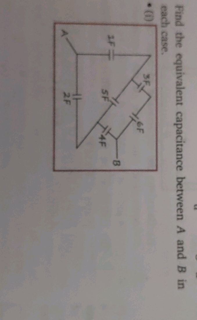 Find the equivalent capacitance between A | StudyX