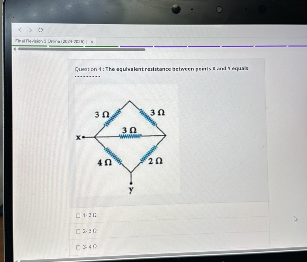 Question 4: The equivalent resistance | StudyX