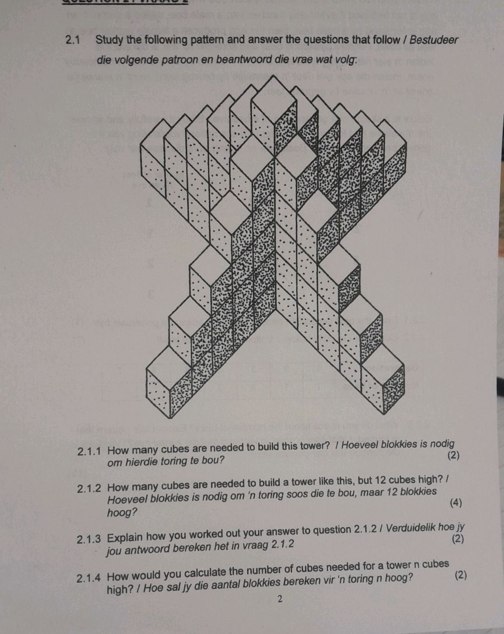 2.1 Study the following pattern and answer | StudyX