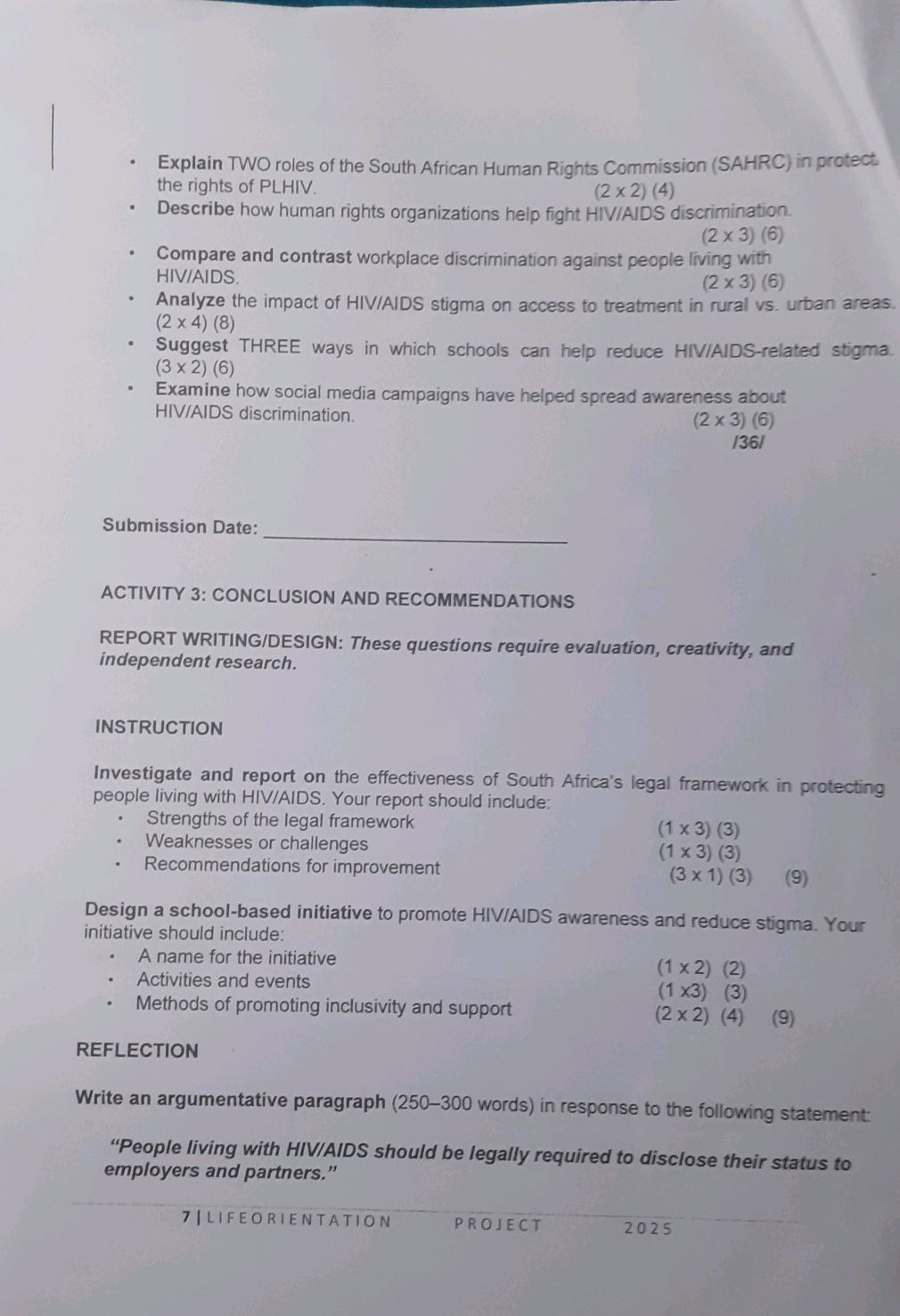 Explain TWO roles of the South African Human | StudyX