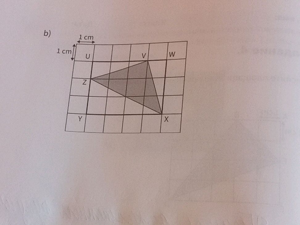b) The image shows a triangle on a grid. | StudyX