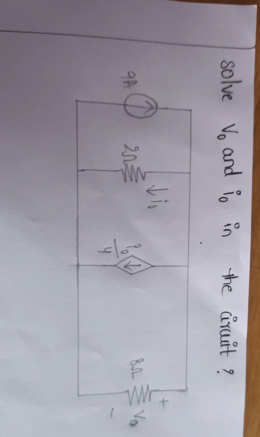 solve $V_o$ and $i_o$ in the circuit? | StudyX