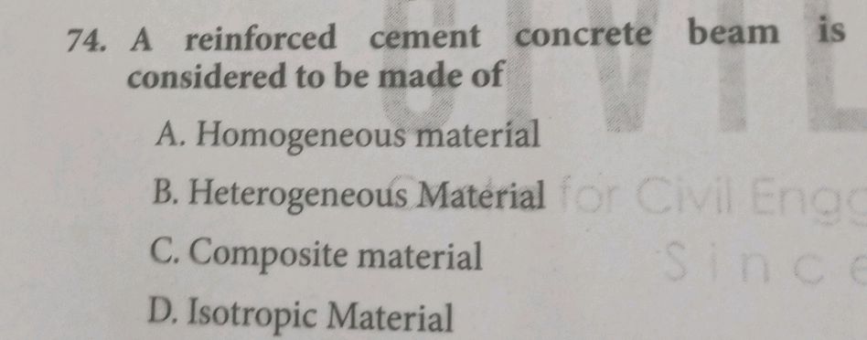 74. A reinforced cement concrete beam is | StudyX
