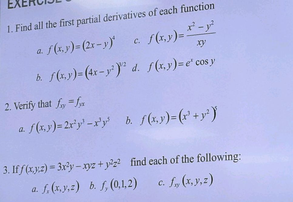 1. Find all the first partial derivatives of | StudyX