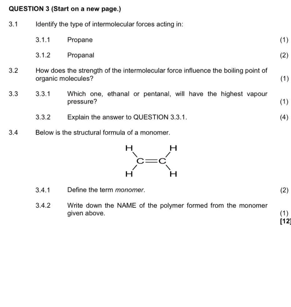 3.1 Identify the type of intermolecular | StudyX