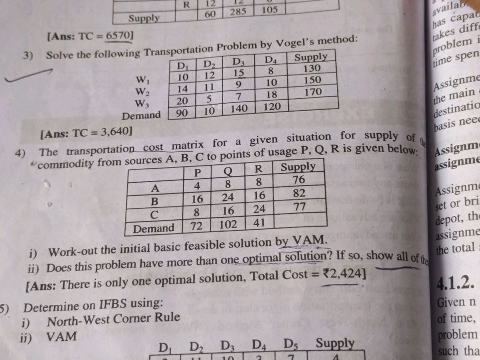 3) Solve the following Transportation | StudyX