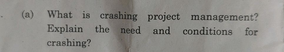 (a) What is crashing project management? | StudyX