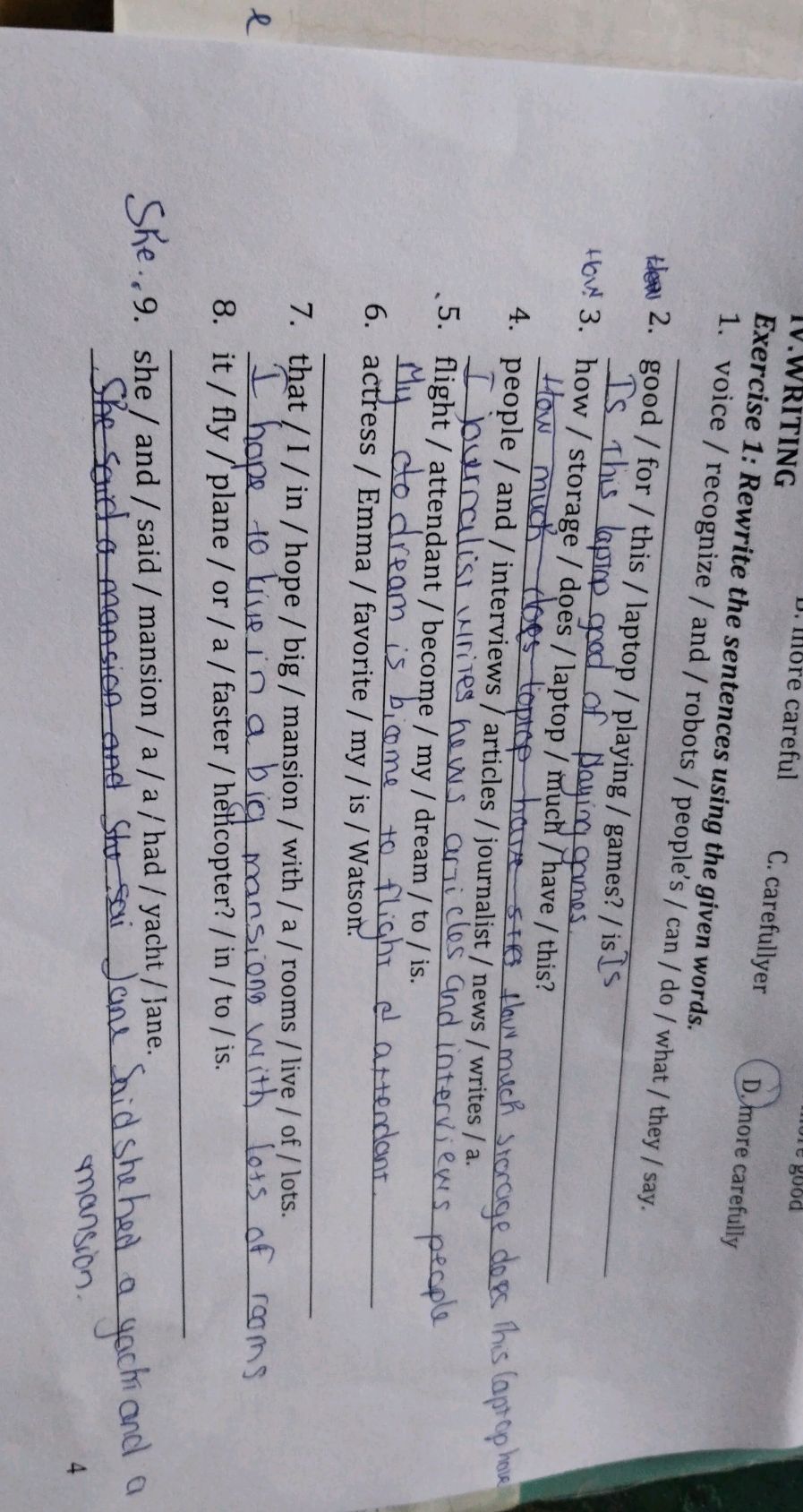 Exercise 1: Rewrite the sentences using the | StudyX