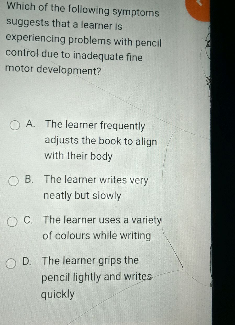 Which of the following symptoms suggests | StudyX