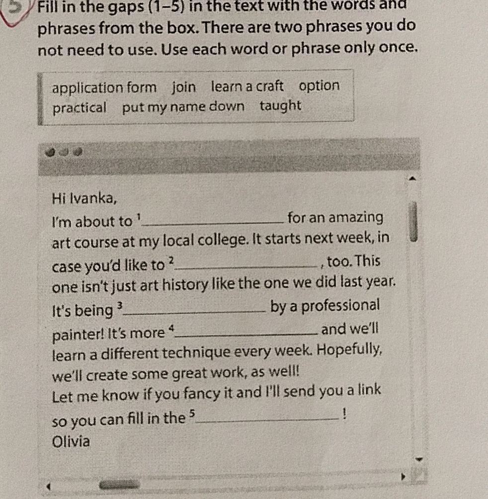 Fill in the gaps (1-5) in the text with the | StudyX