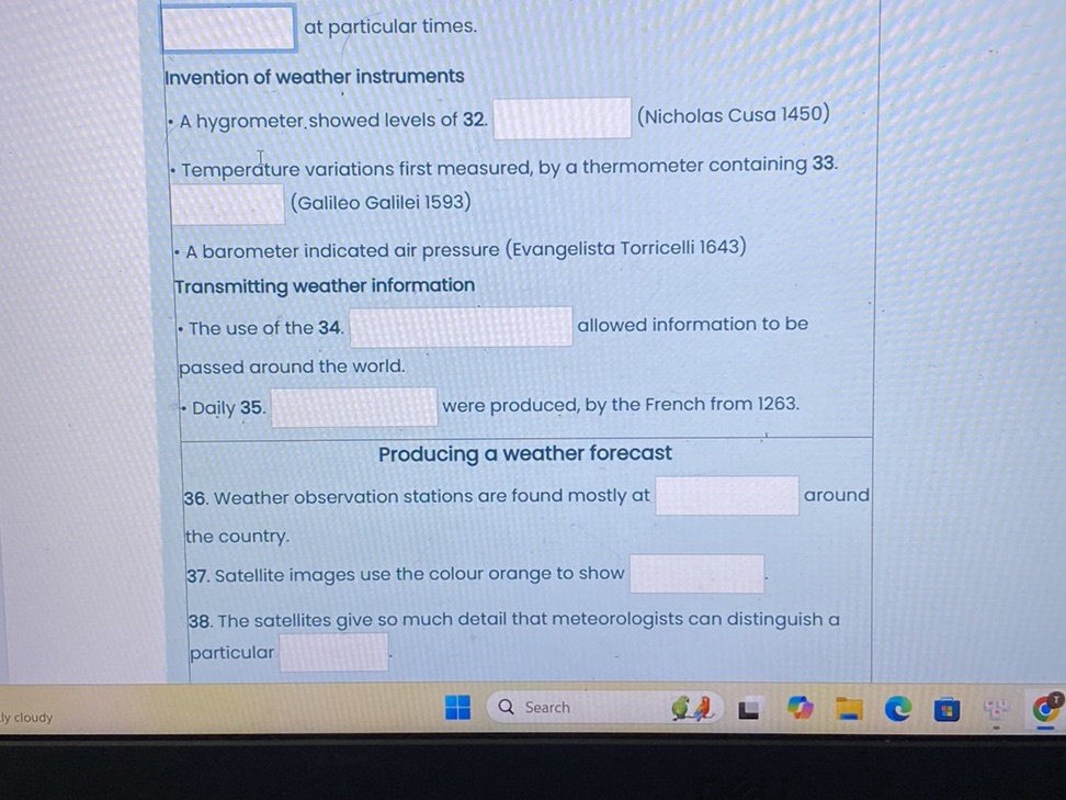 Invention of weather instruments • A | StudyX