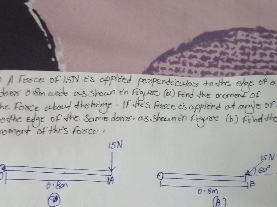 A Force of 15N is applied perpendicular to | StudyX
