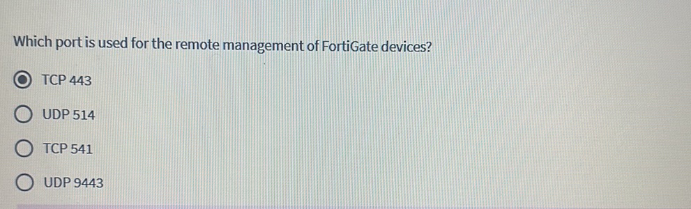 Which port is used for the remote management | StudyX