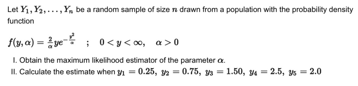 Let $Y_1, Y_2, ..., Y_n$ be a random sample | StudyX