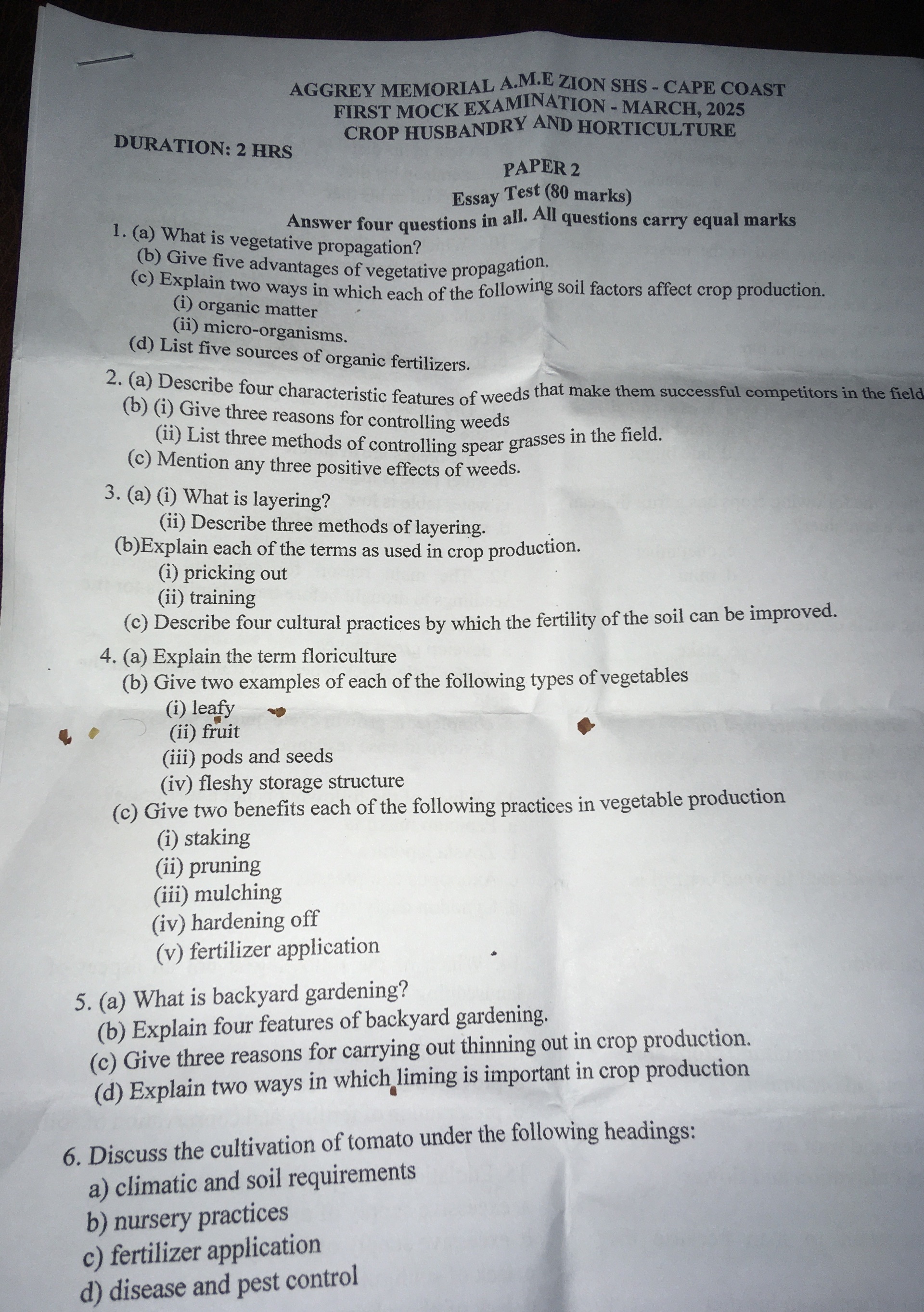1. (a) What is vegetative propagation? (b) | StudyX