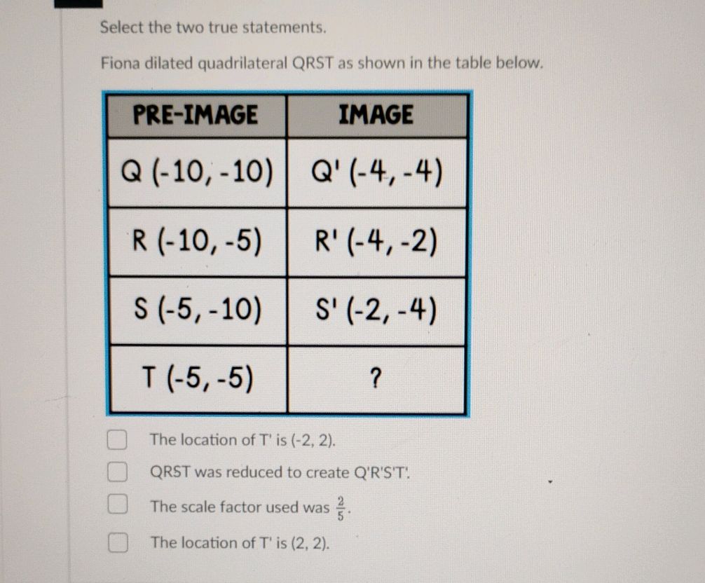 Select the two true statements. Fiona | StudyX