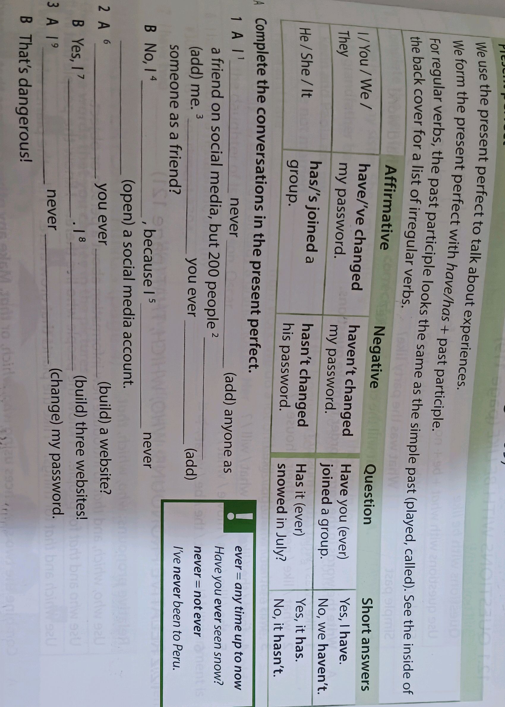 A Complete the conversations in the present | StudyX